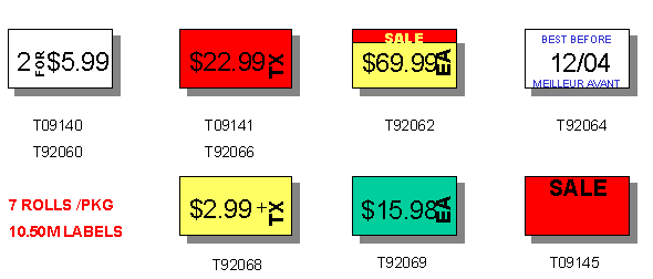Single line label (1250 pieces/ roll) - T09140, T09141, T09145 ...